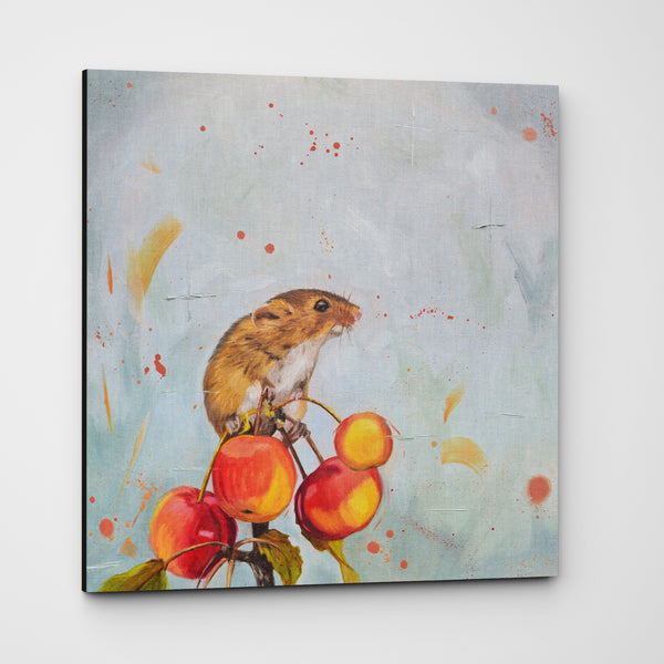 Cherry Picked - Harvest Mouse Canvas Print - Laura Beardsell-Moore Fine Art