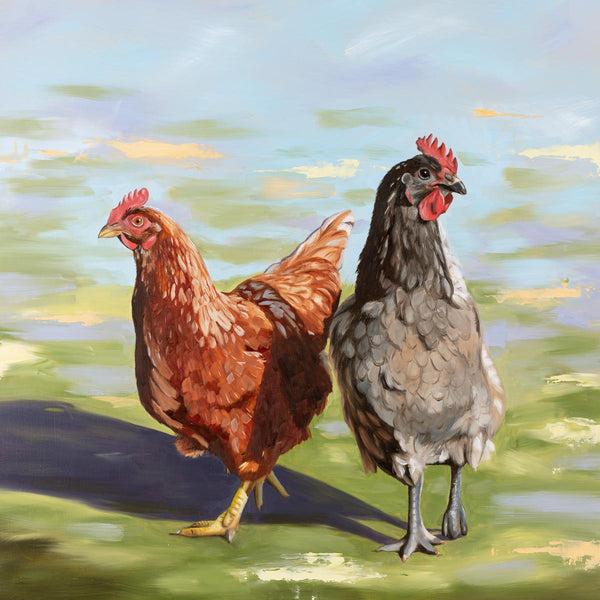 Chicken Art Canvas - 'Girls Day Out' - Laura Beardsell-Moore Fine Art